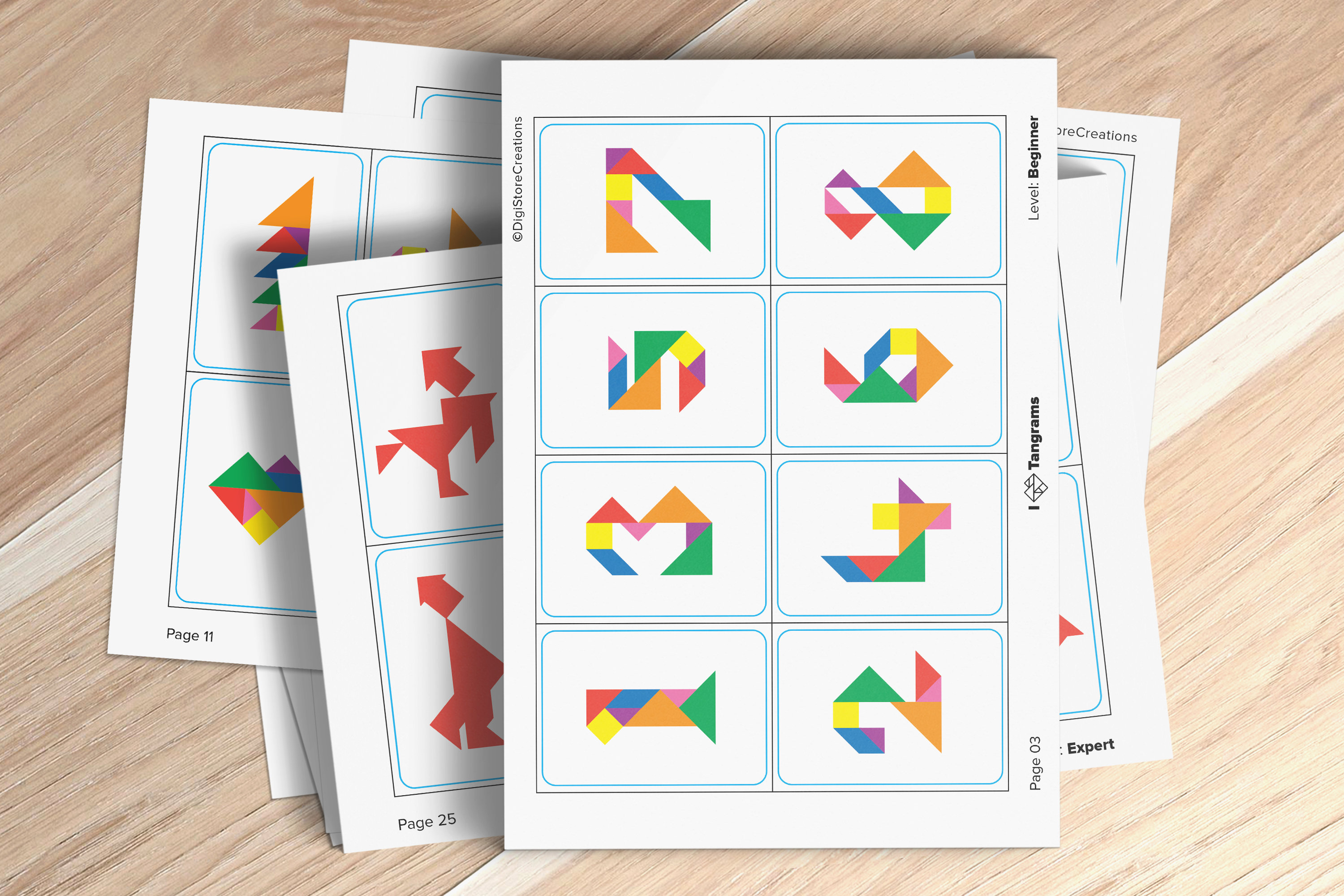 Tangram Pdf-tangram Flash Cards-tangram Alphabet-tangram Animals ...