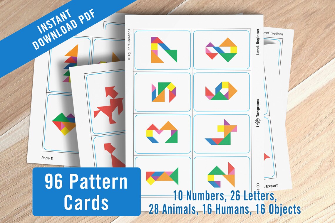 Tangram Pdf-tangram Flash Cards-tangram Alphabet-tangram Animals ...