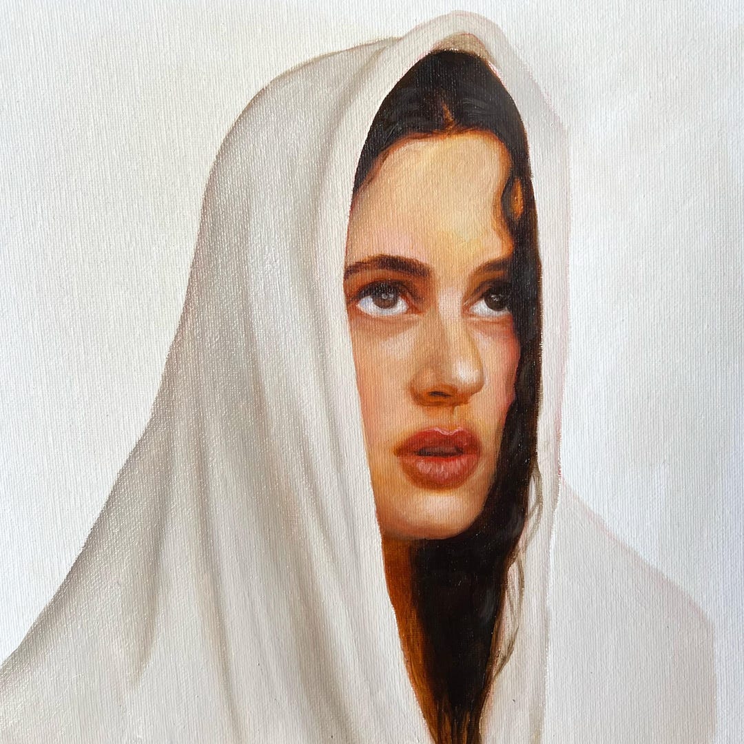 ROSALIA LUX Original Art - Oil Painting Portrait 20x20 Cm ...