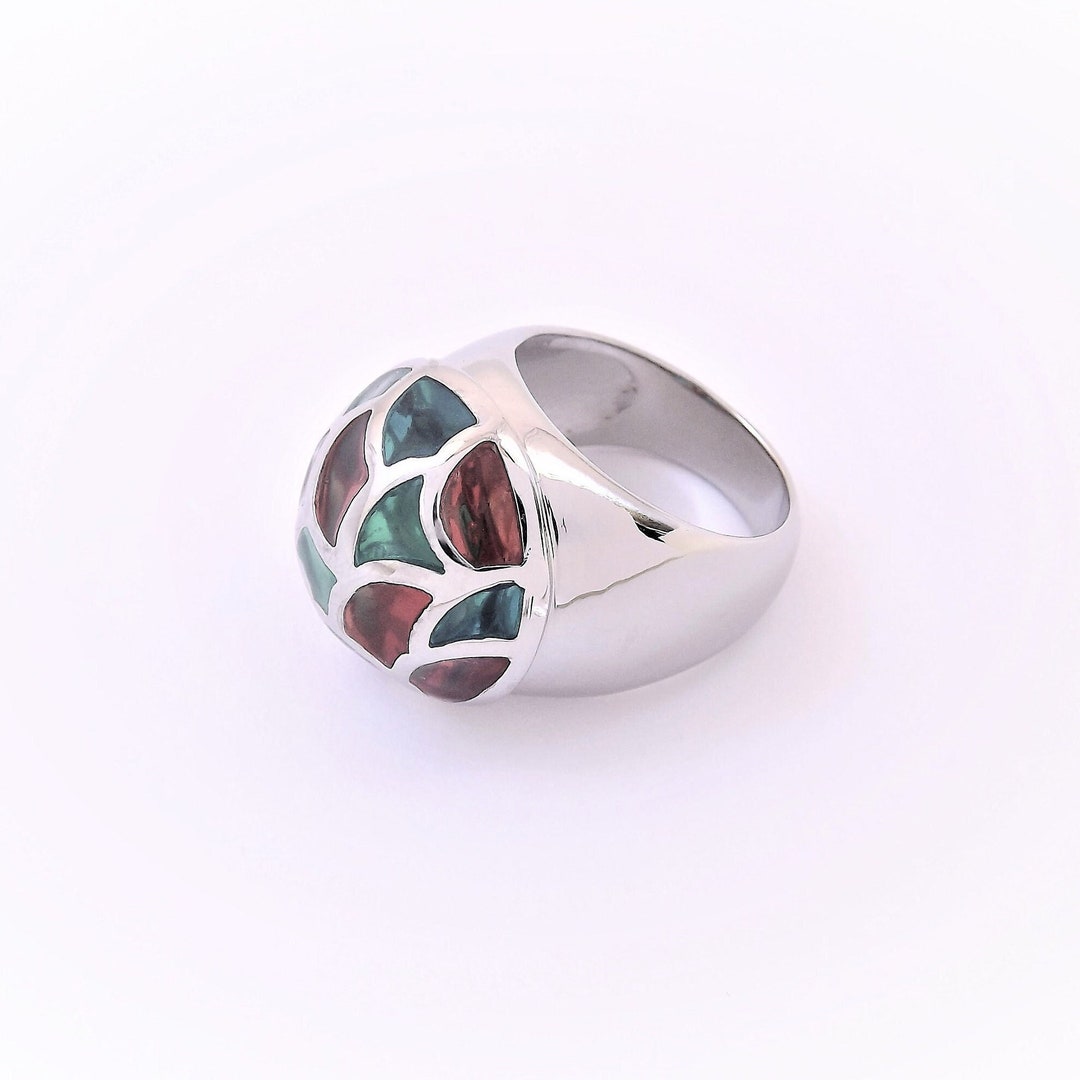 REDÓ FLORENCE 1989 Ring ADELE, 18kt Gold yellow, White or Rose With Unbreakable Cathedral Enamel ...