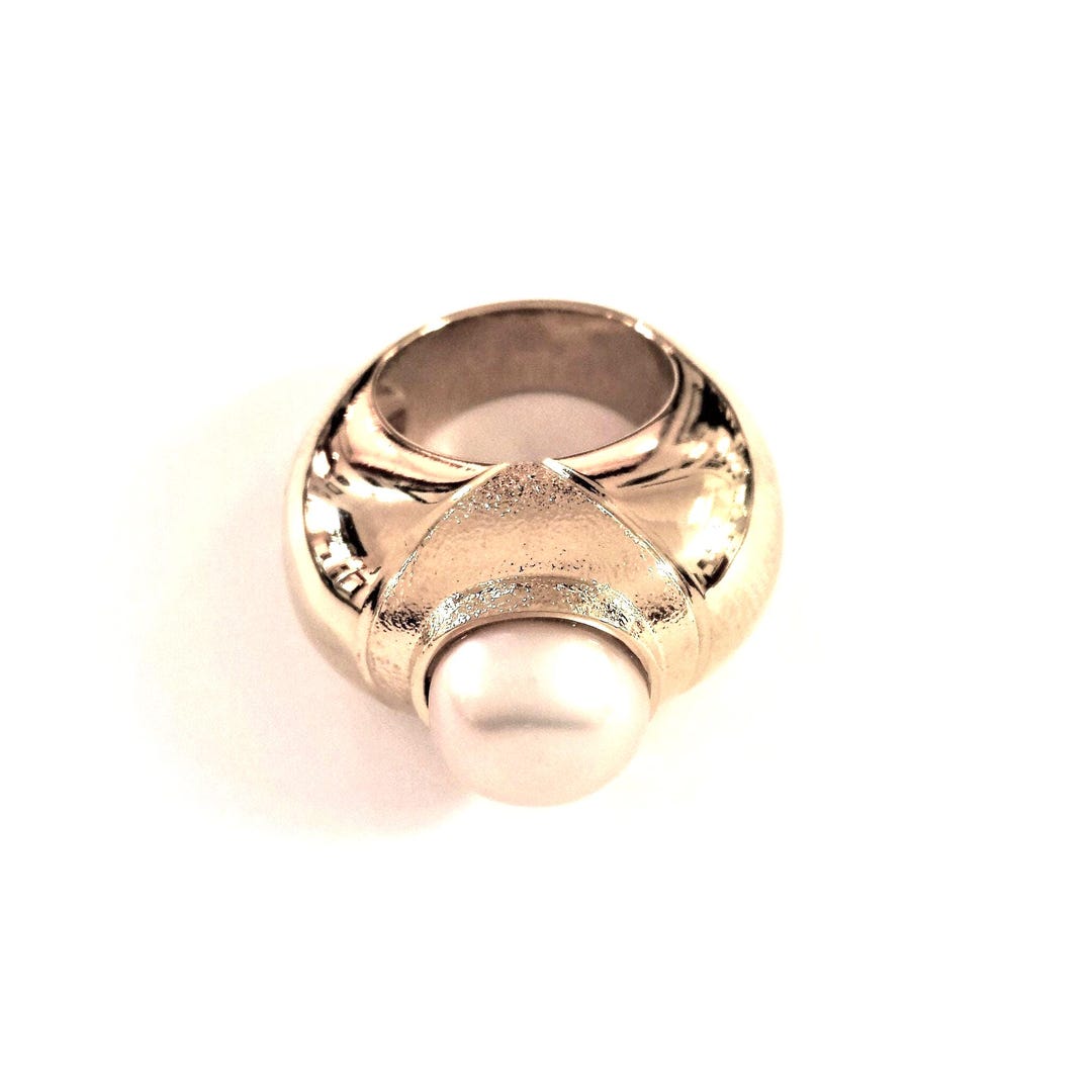 Ring MABEL, Gold Plated Bronze & Pearl Mabé • Handmade in Florence ...