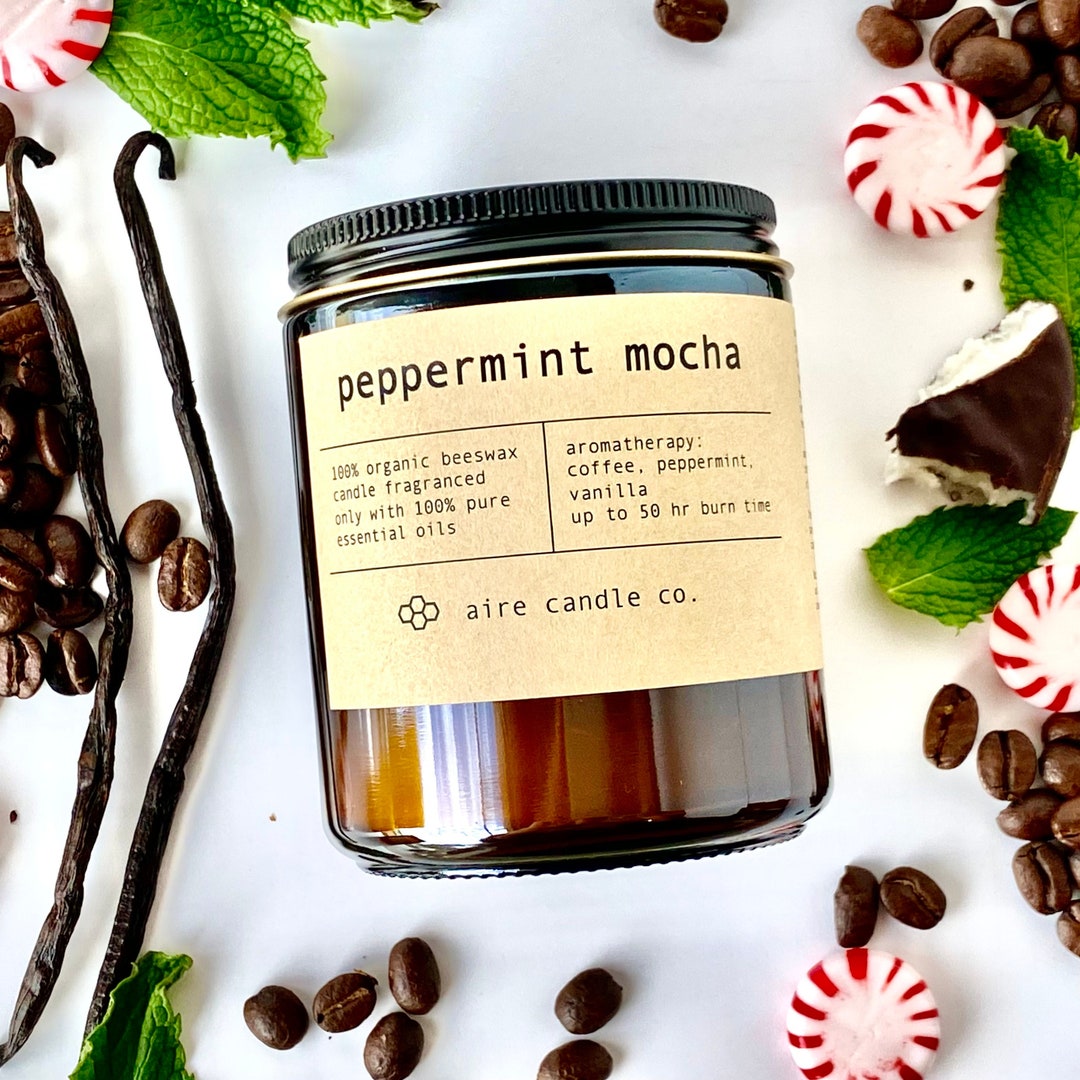 Peppermint Mocha Beeswax Candle | All-natural Candle Scented Only With ...