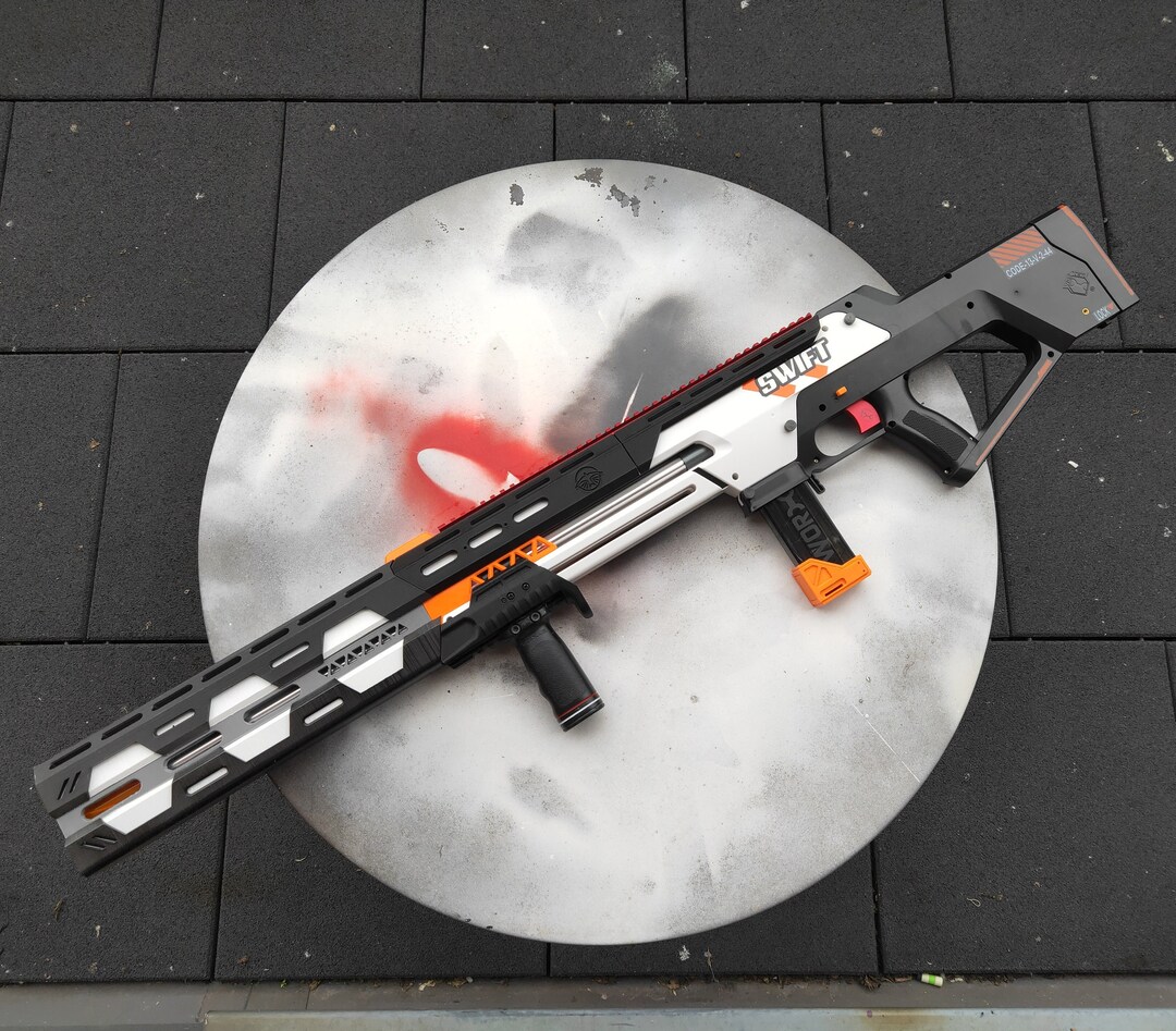 Railgun Barrel Cover With Integrated LED Slots [STL] for WORKER Swift Blaster With 550 Mm ...