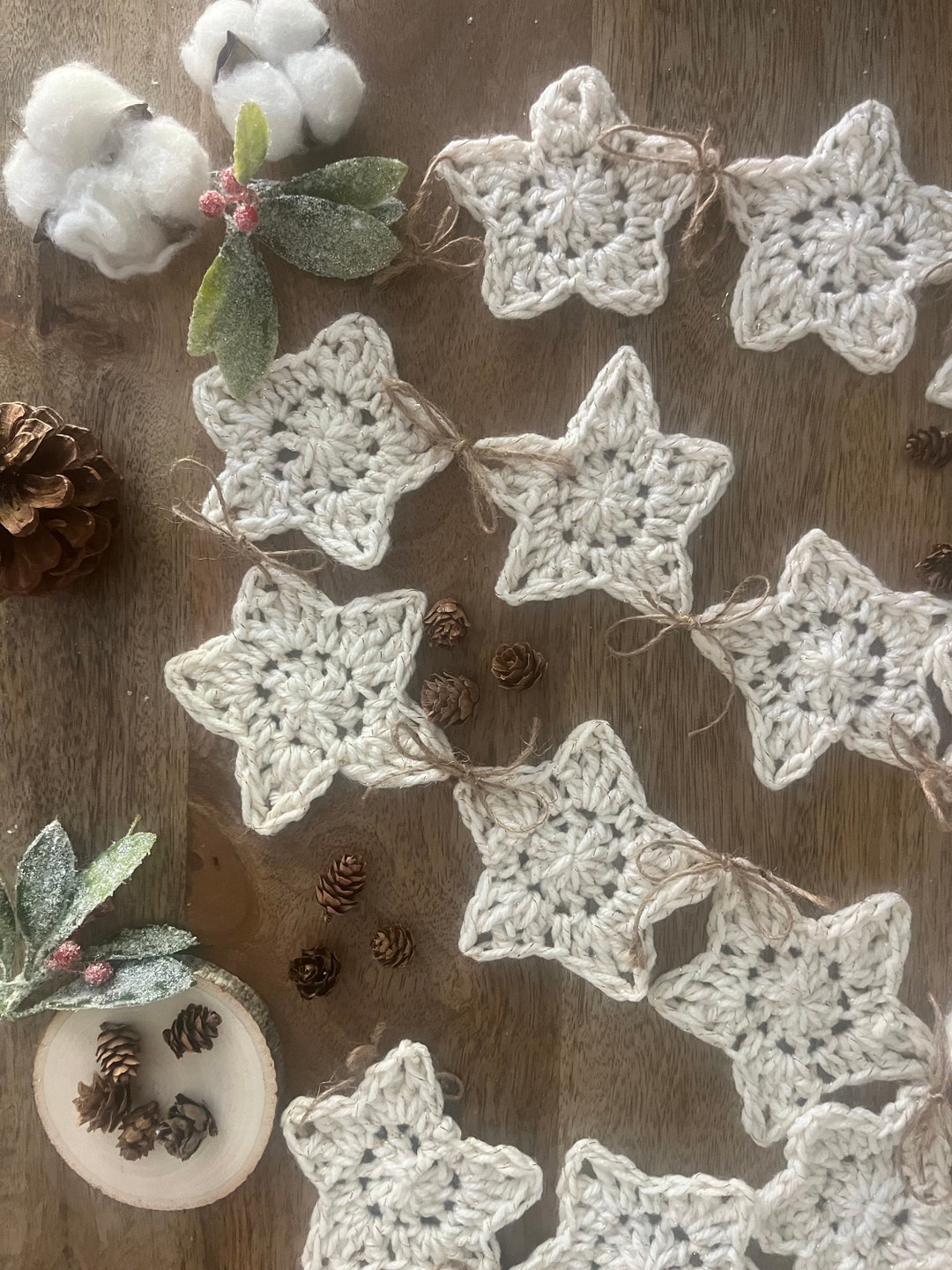 White Holiday Mantel Garland, Crochet Fireplace Garland, Nursery Baby ...