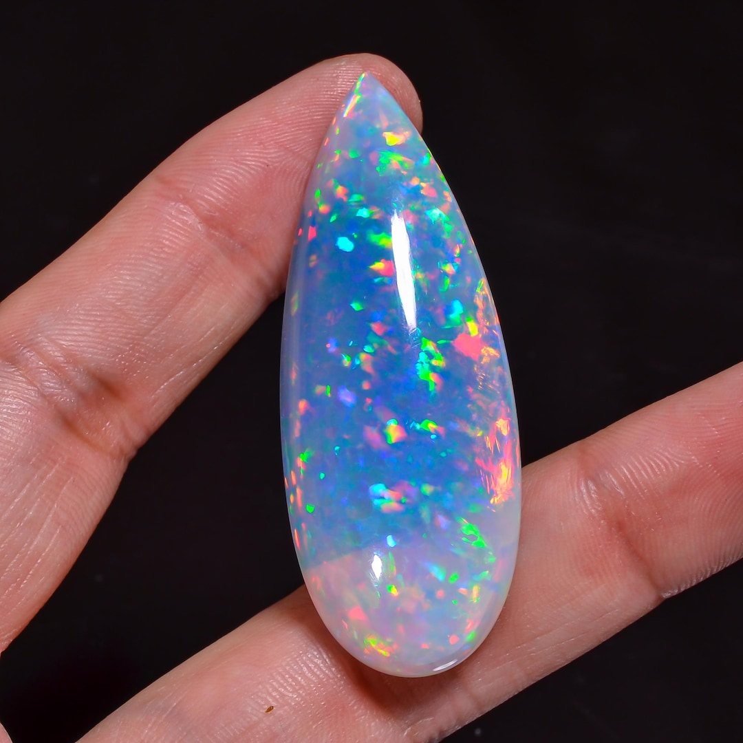 One of a Kind Natural Ethiopian Opal Pear Shape Cabochon Loose Gemstone ...