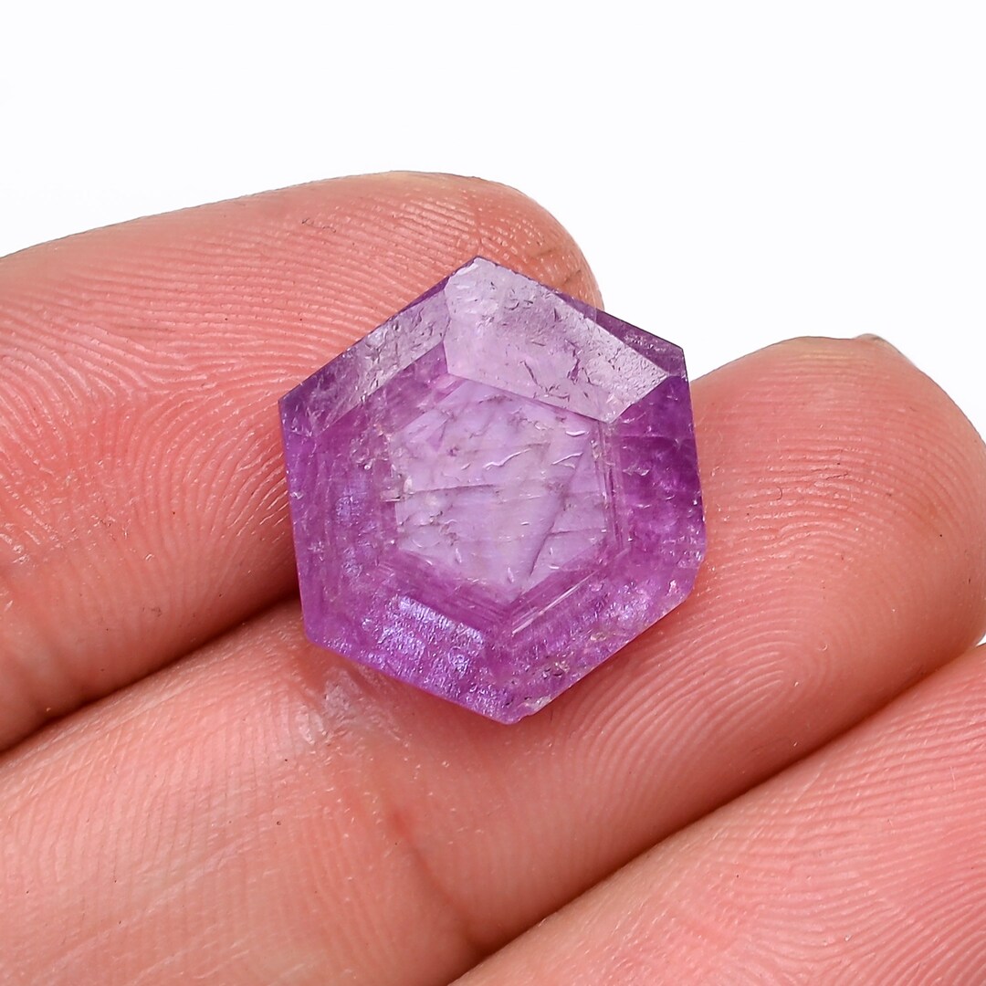 Ruby Natural Hexagon Texture Cut Stone Loose Gemstone for Making ...