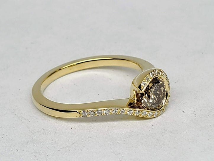 Champagne Color Diamond Engagement Ring in 925 Sterling Silver - Etsy UK