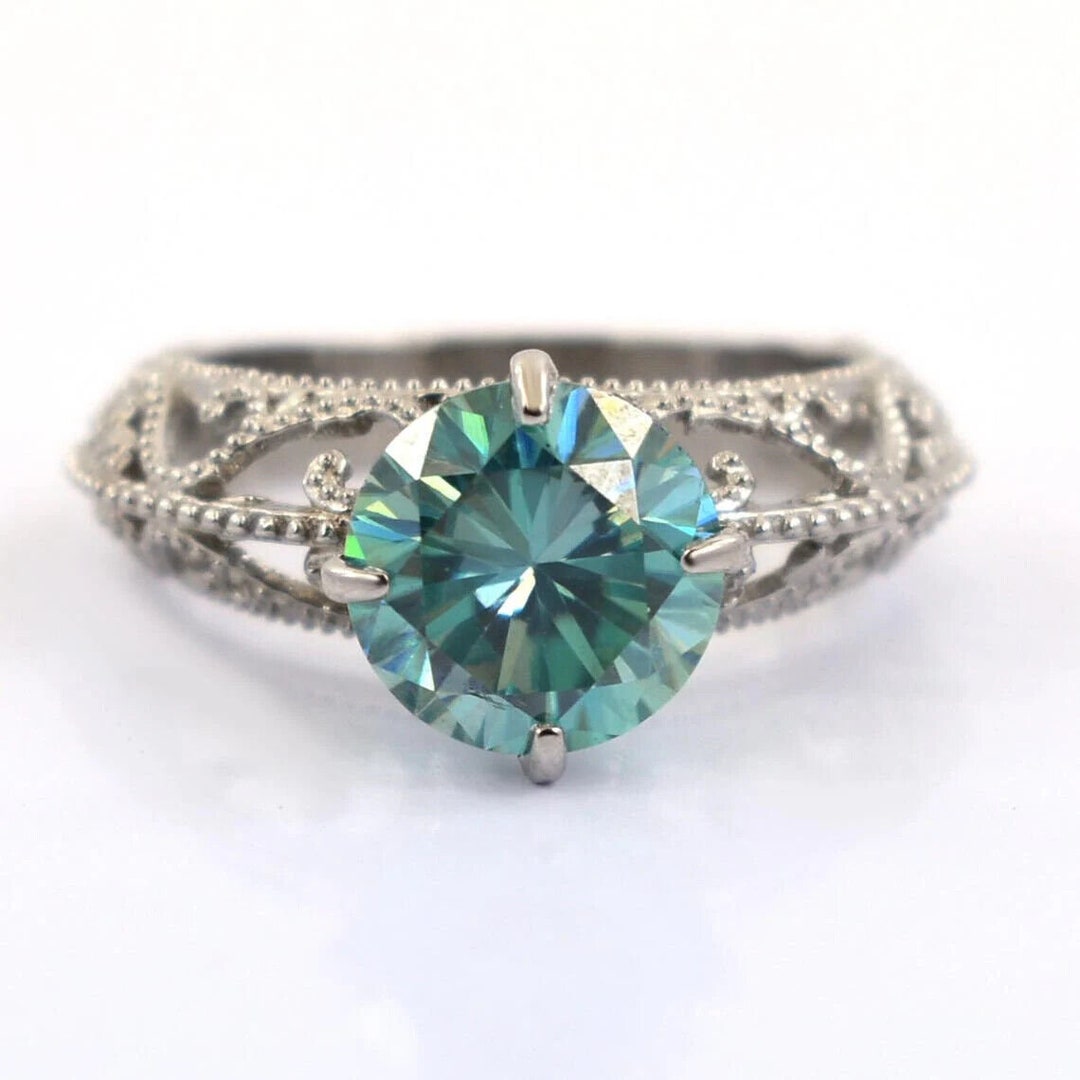Gorgeous 3 Ct Blue Diamond Ring Great Shine and Luster Clarity ...