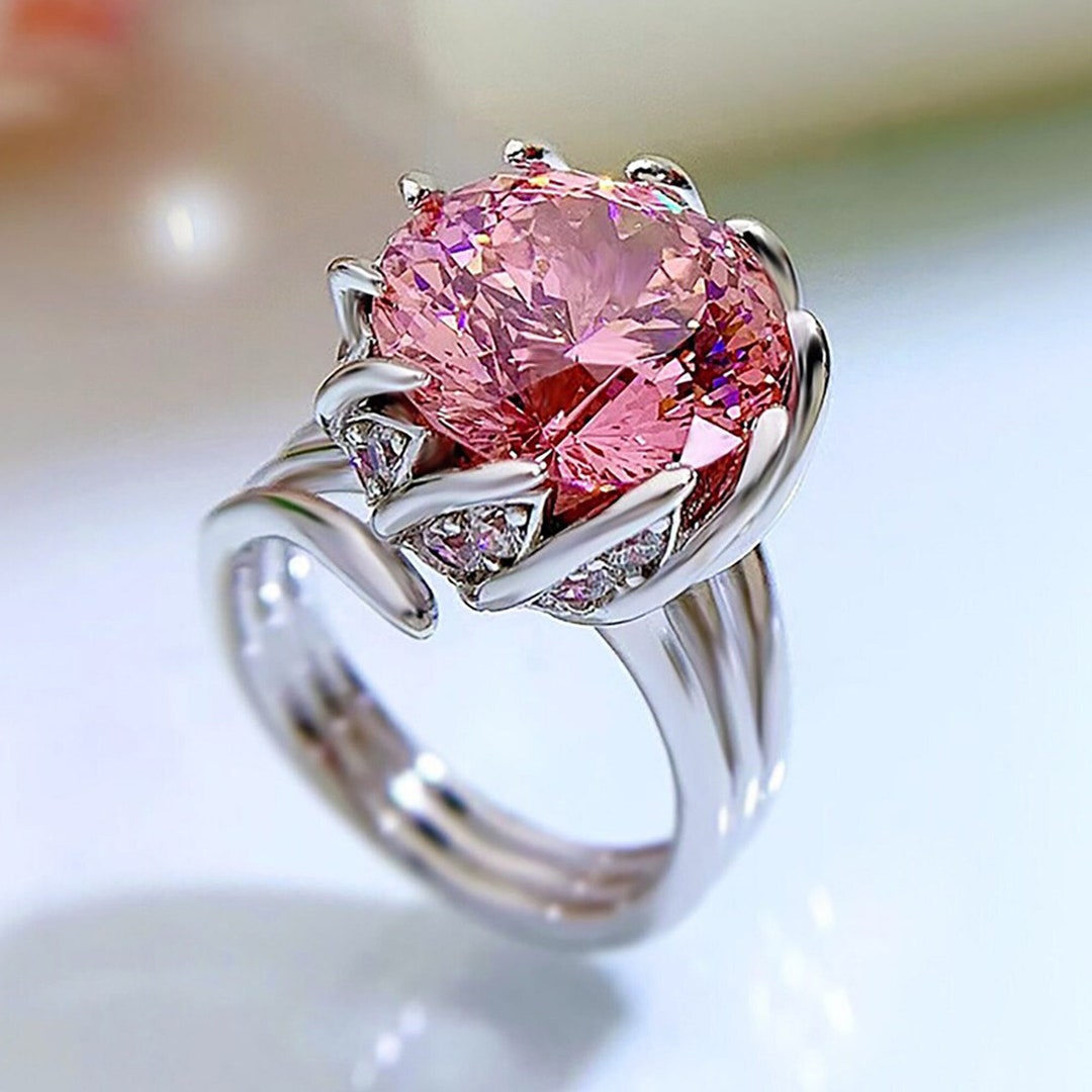 Wedding Ring 5 Ct Pink Diamond Ring in White Gold Finish VVS1 Certified ...