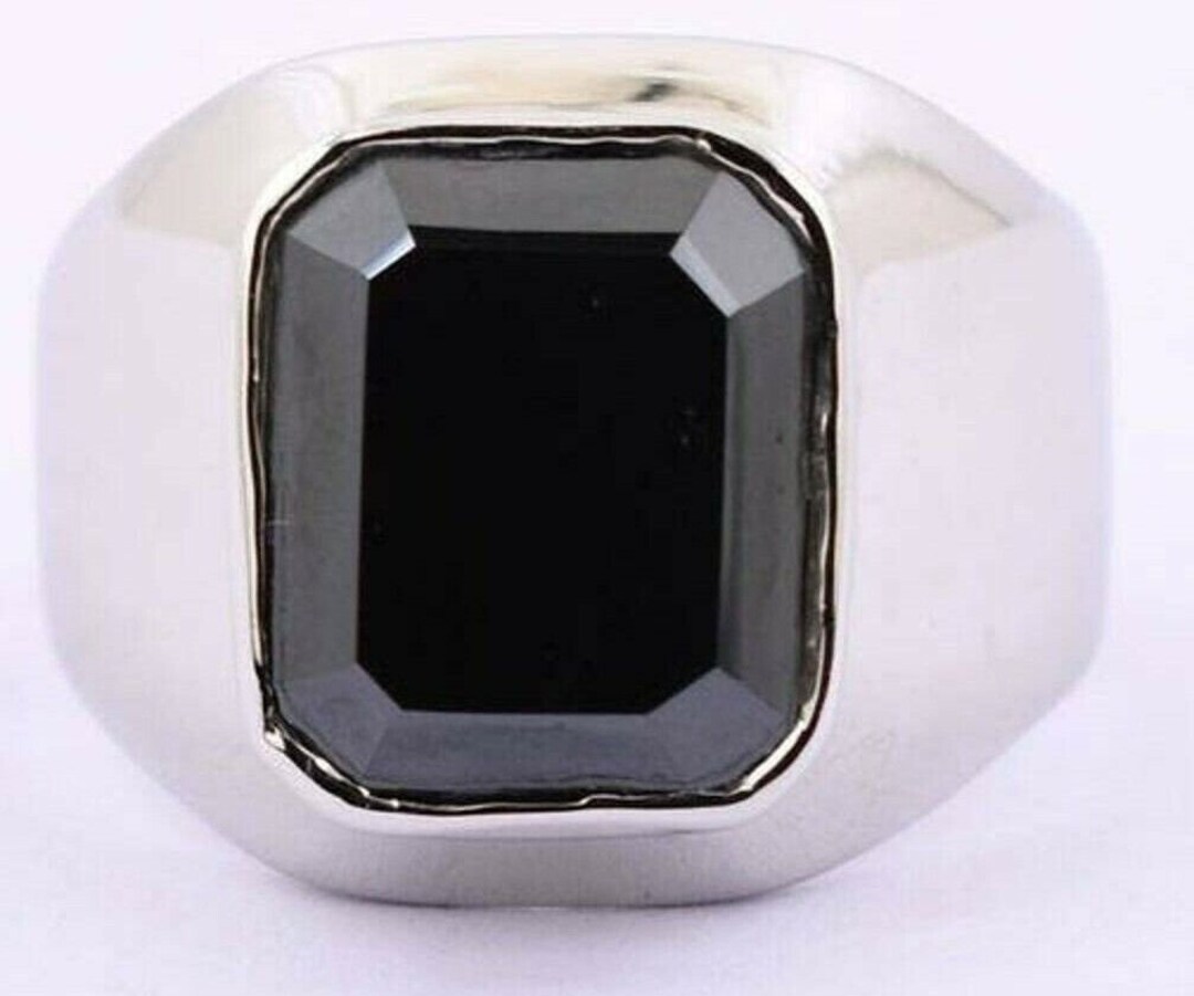 4 Ct Black Diamond Emerald Cut Ring Quality AAA Earth Mined Certified ...