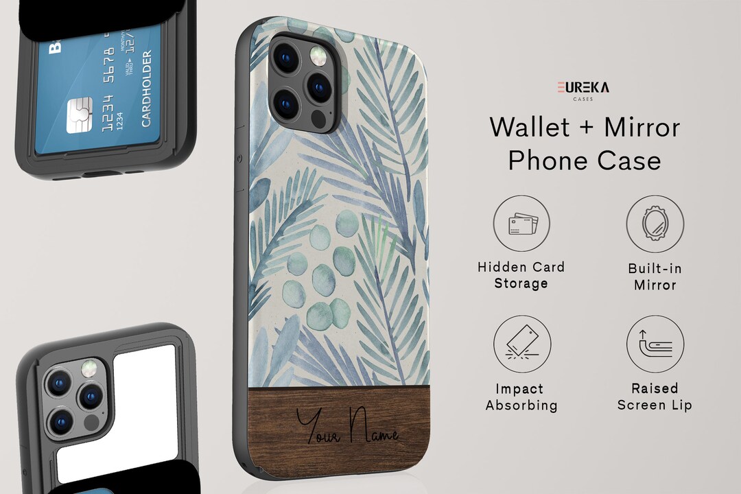 Aqua Branches WALLET MIRROR Floral Case Available for Apple iPhone 12 ...