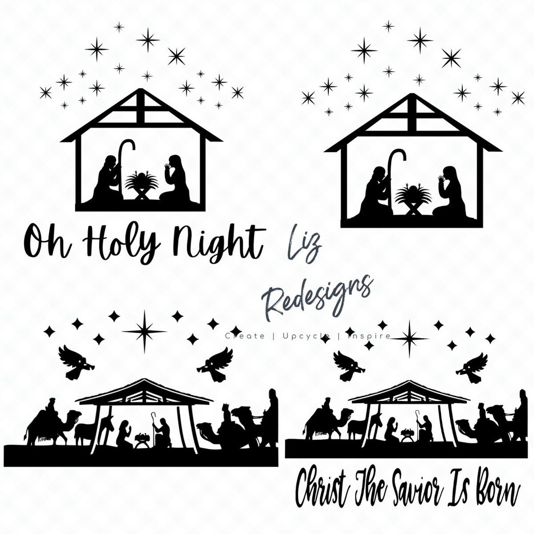 Holiday Clipart - Nativity Scene Svg - Oh Holy Night Svg - Jesus Baby ...