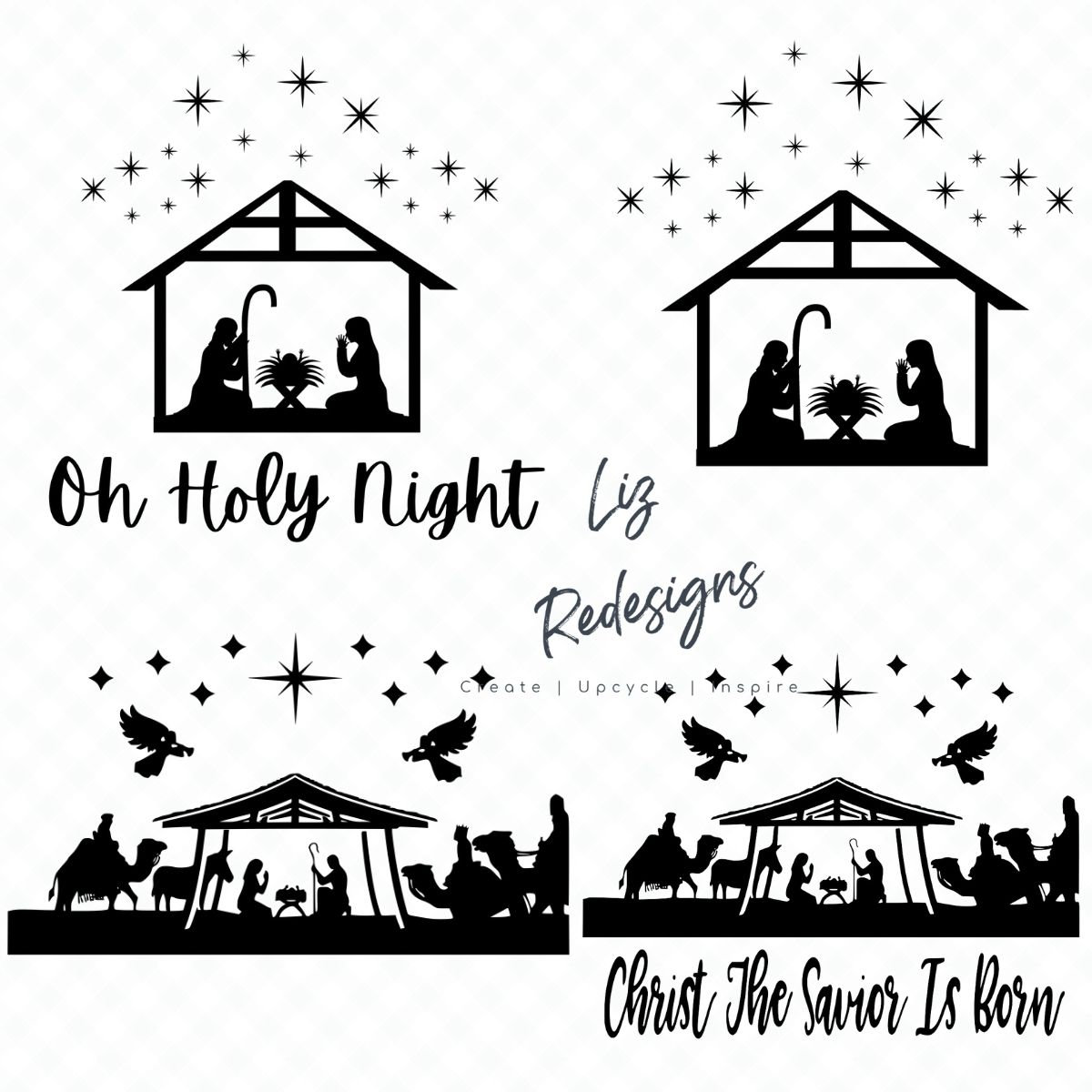 Holiday Clipart - Nativity Scene Svg - Oh Holy Night Svg - Jesus Baby ...