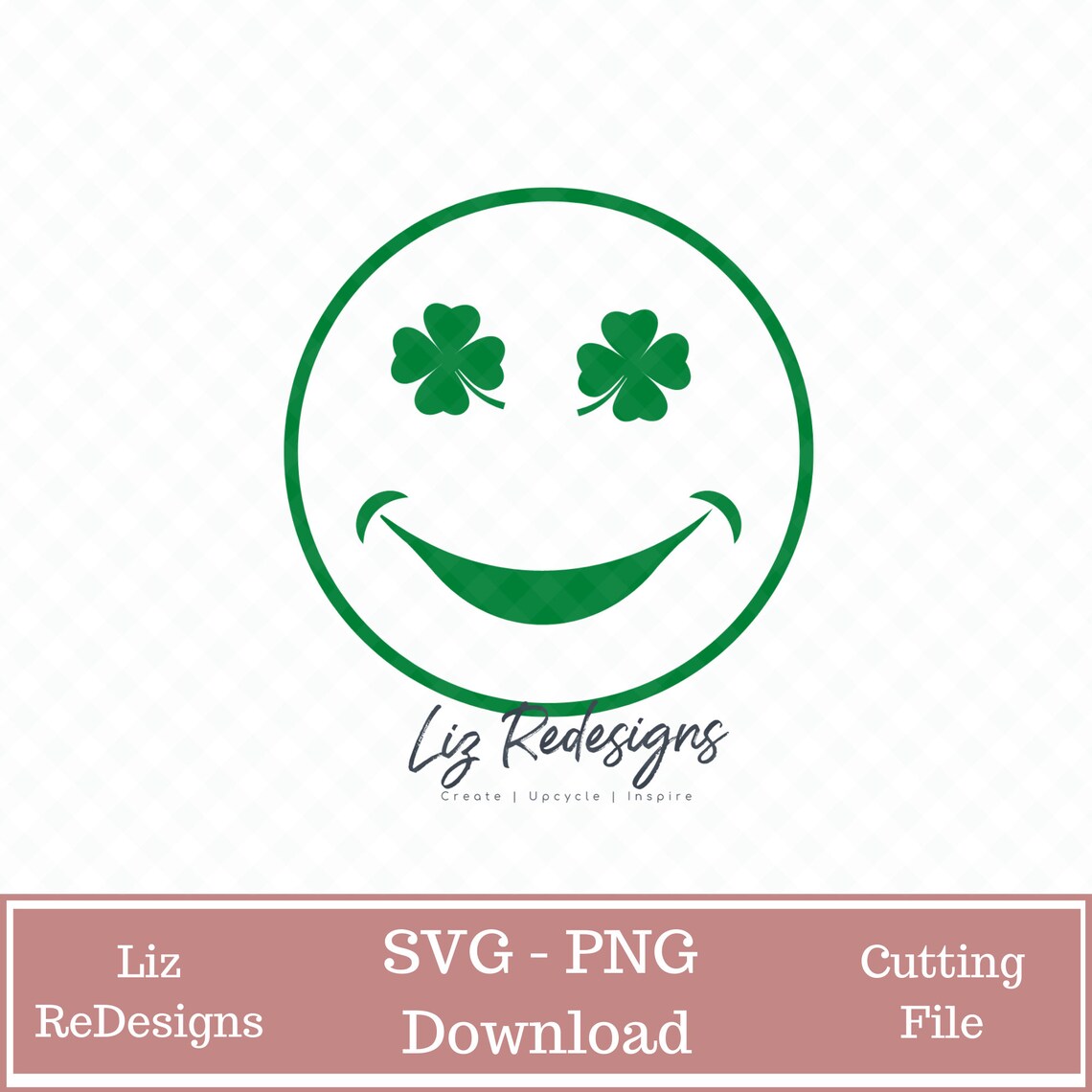 Four Leaf Clover Smiley Face SVG - Clover Smiley Face Svg Design - St ...