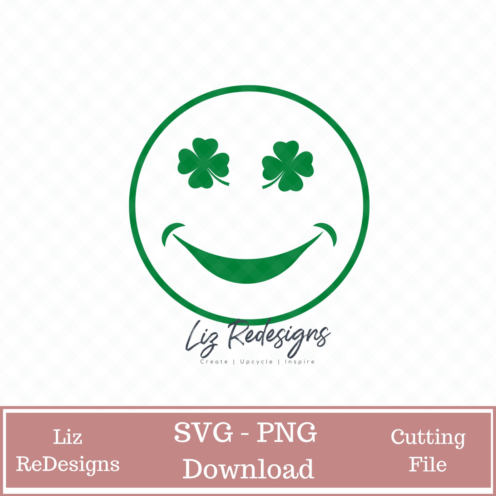 Four Leaf Clover Smiley Face SVG - Clover Smiley Face Svg Design - St ...