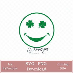 Four Leaf Clover Smiley Face SVG - Clover Smiley Face Svg Design - St ...