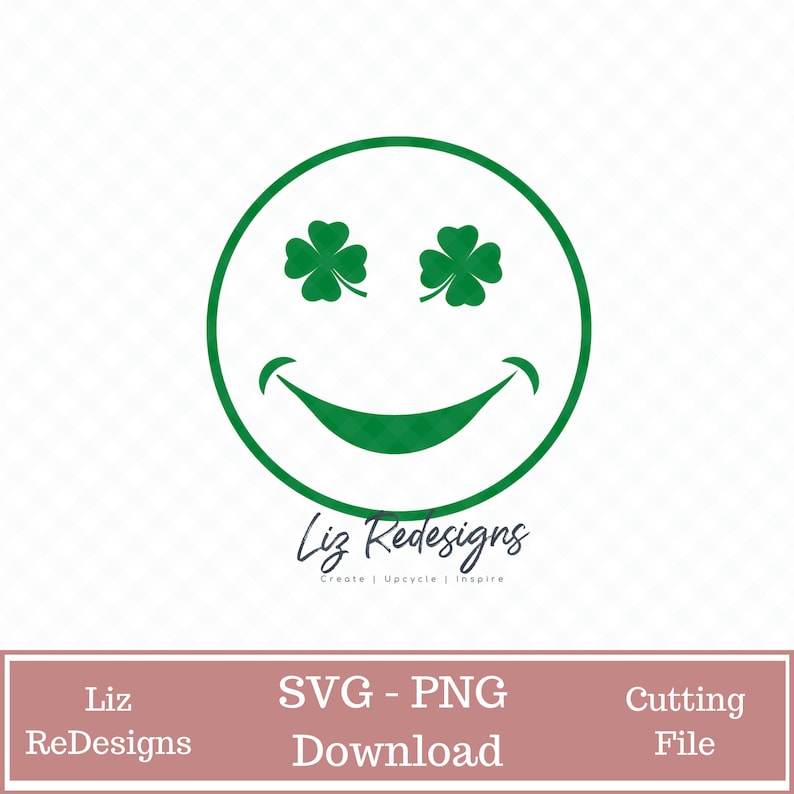 Four Leaf Clover Smiley Face SVG - Clover Smiley Face Svg Design - St ...