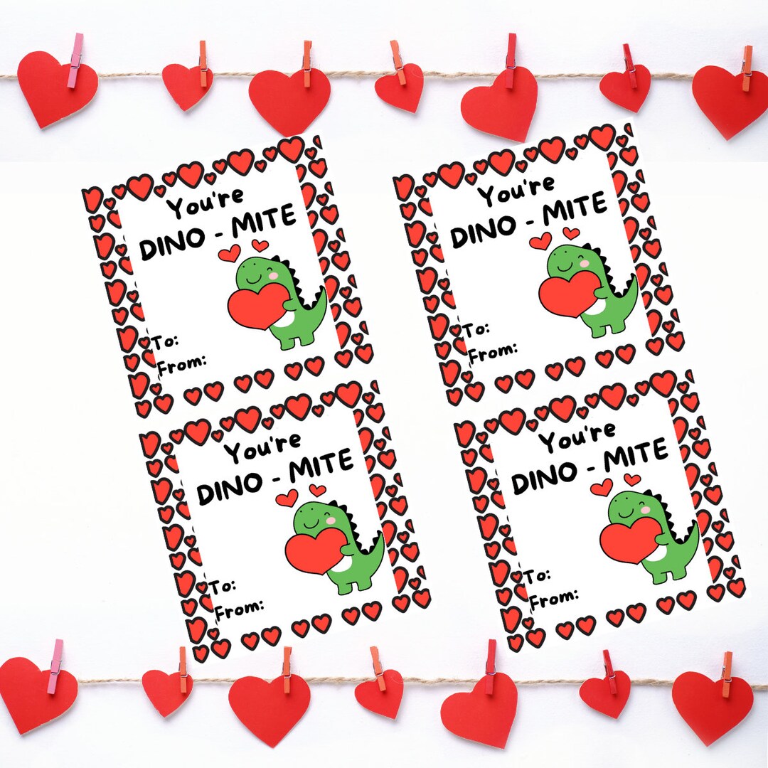 Printable Dinosaur Valentine Cards - Dinosaur Valnetines - Kids ...