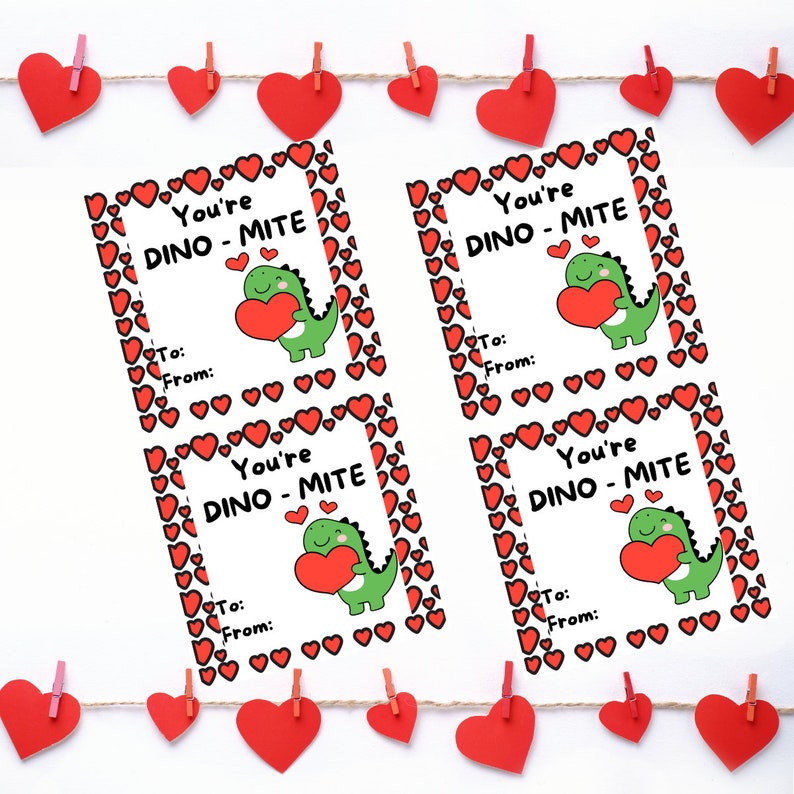 Printable Dinosaur Valentine Cards - Dinosaur Valnetines - Kids ...