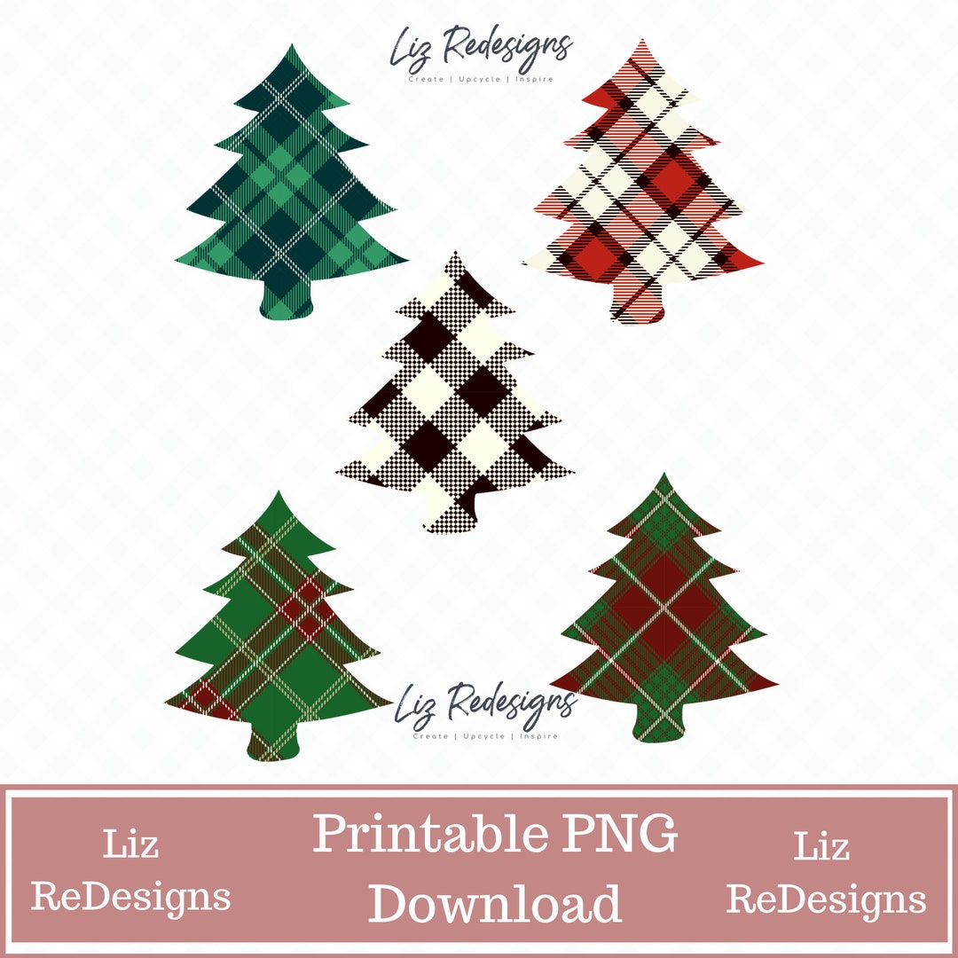 Christmas Tree Checkered Bundle - Buffalo Plaid Christmas Tree Clip Art ...