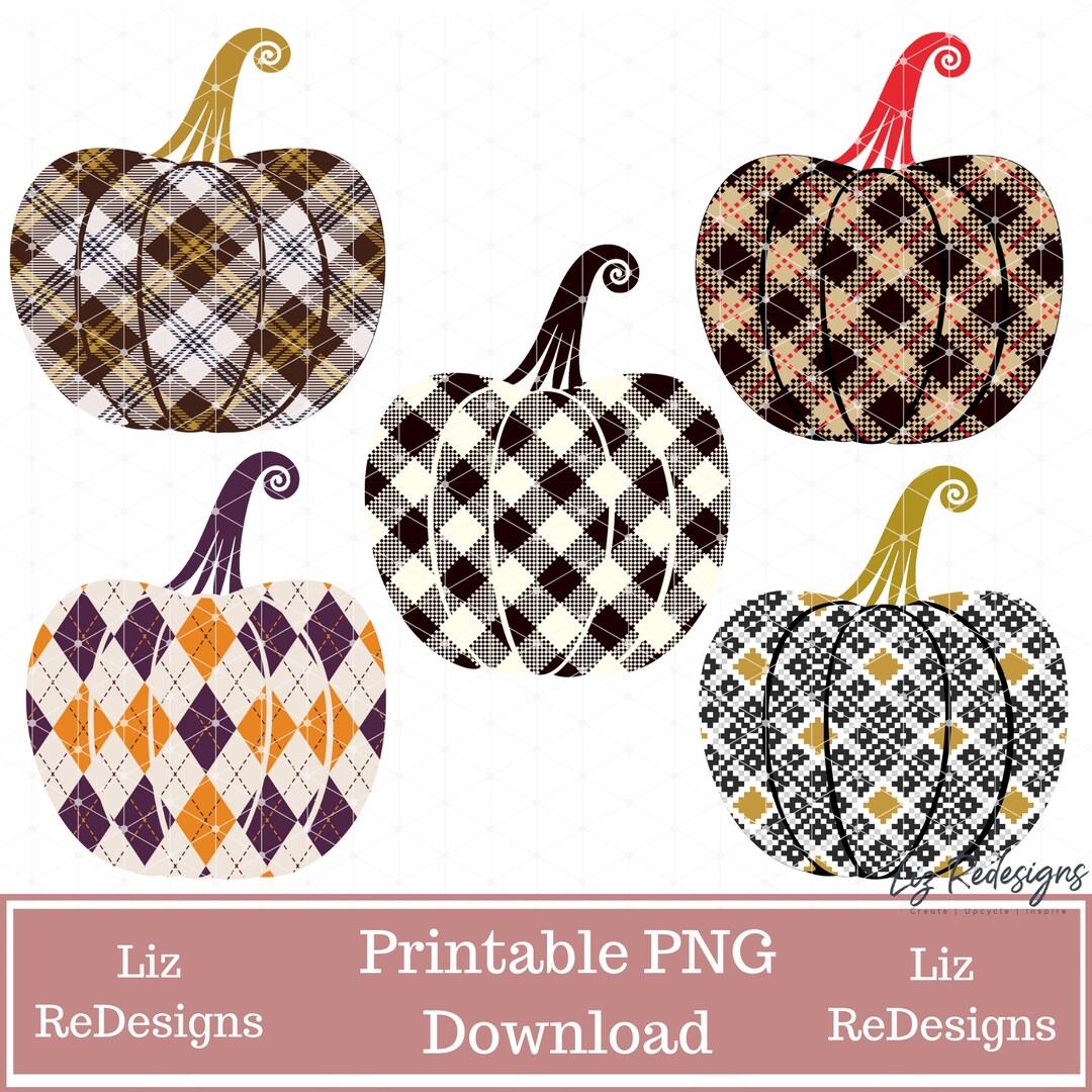 Pumpkin Clipart - Plaid Pumpkin Clipart - Pumpkin Illustration - Fall ...
