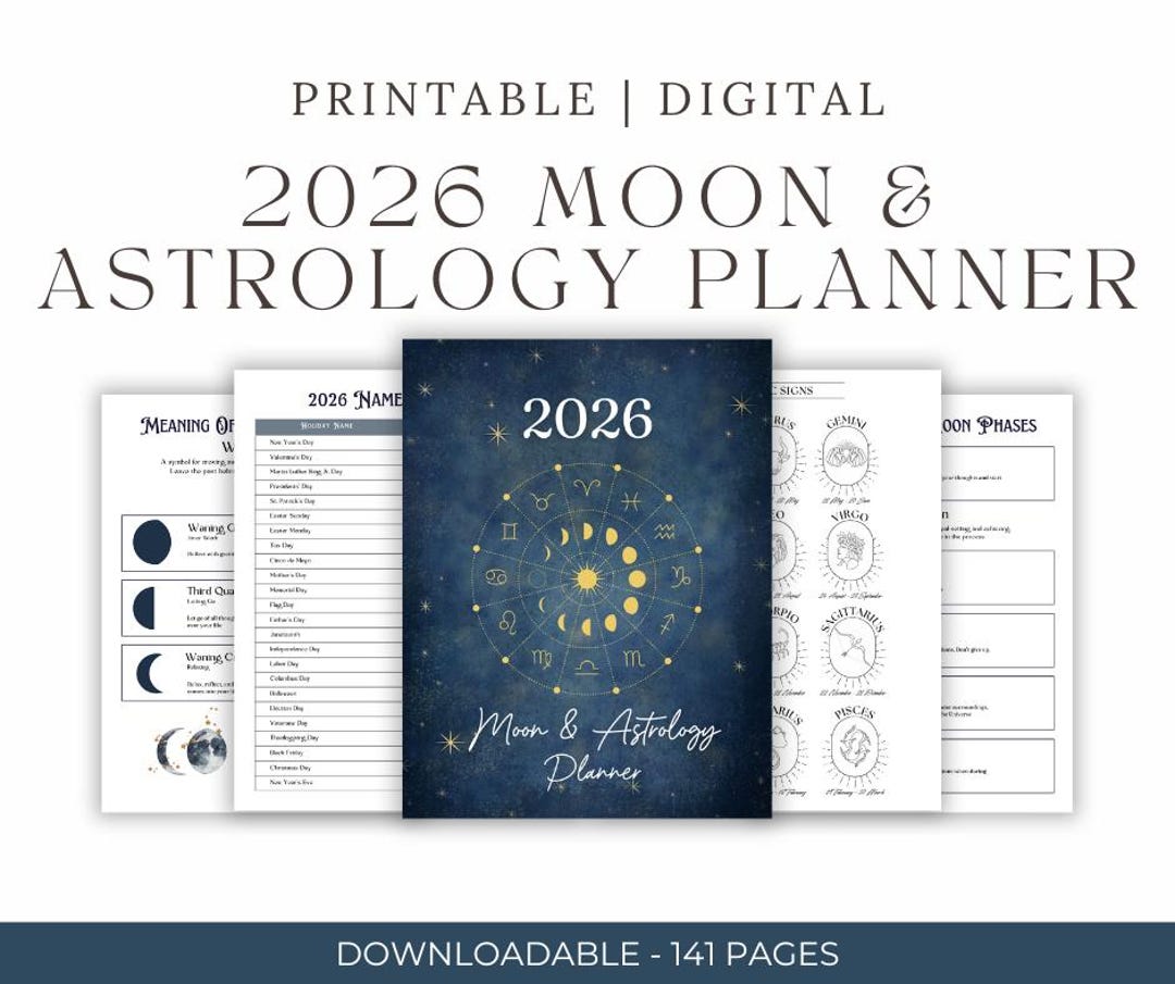 2026 Moon and Astrology Planner Printable 141 Page Lunar Calendar ...