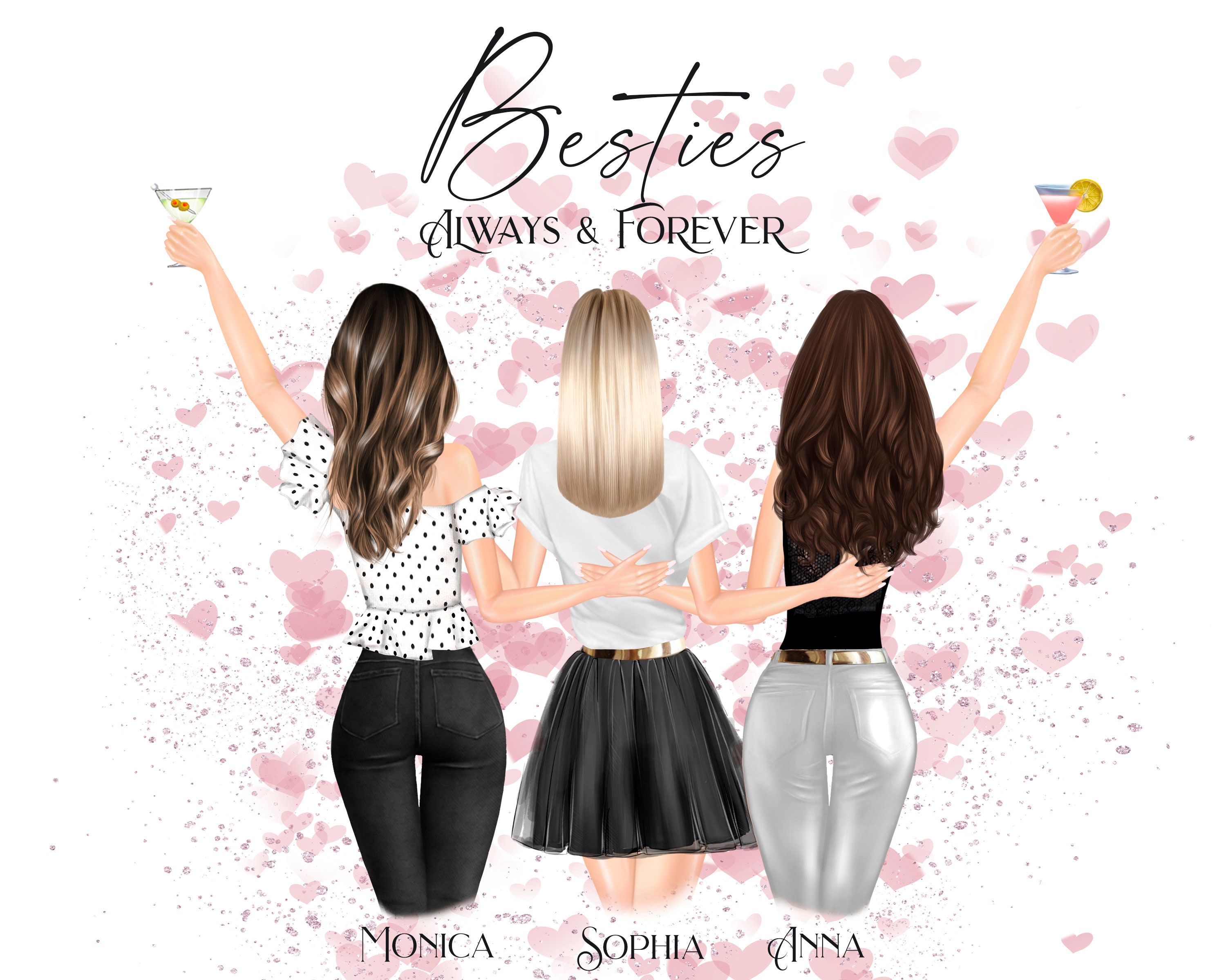 3 Besties Print Three Best Friends Print 3 Besties Gift - Etsy