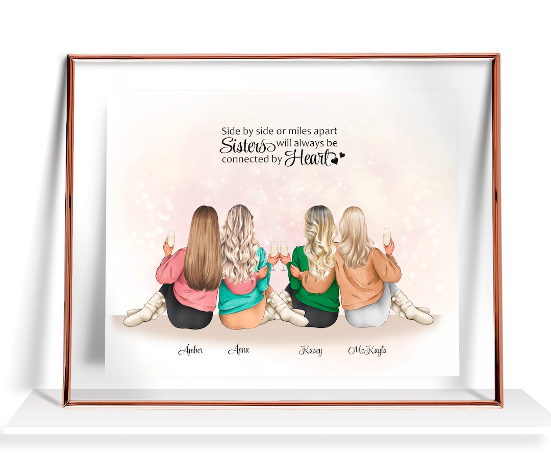 4 Sisters Print Personalized Gift for Four Sisters Gift From Sister ...
