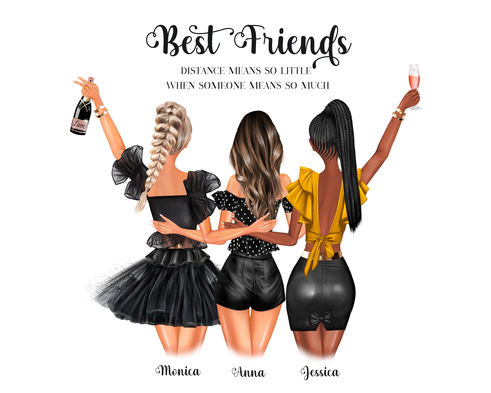 Custom Best Friend Gift Friendship Gift 3 Best Friends Print | Etsy