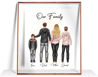 Personalized Family Print Family Portrait Custom Gifts for Mom Family ...