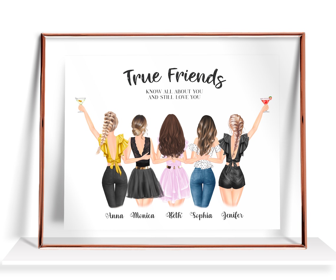 Friendship Print Best Friend Gift for Her Five Friends Gift - Etsy