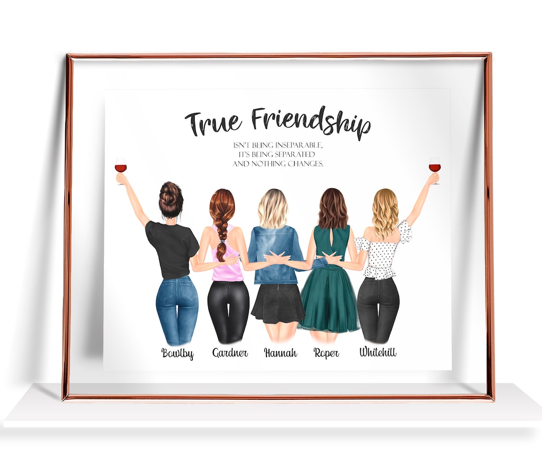 Best Friend Gift for Her Personalized Five Friends Gift for Best Friend ...
