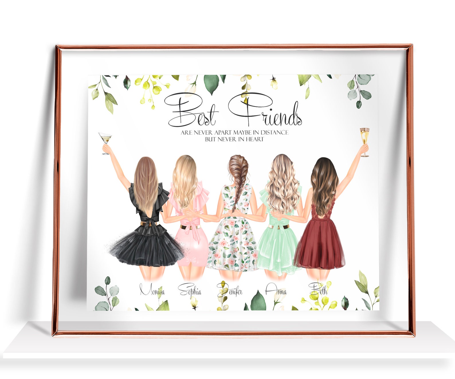 5 Best Friends Gift Five Best Friends Print 5 Friends Poster Five ...