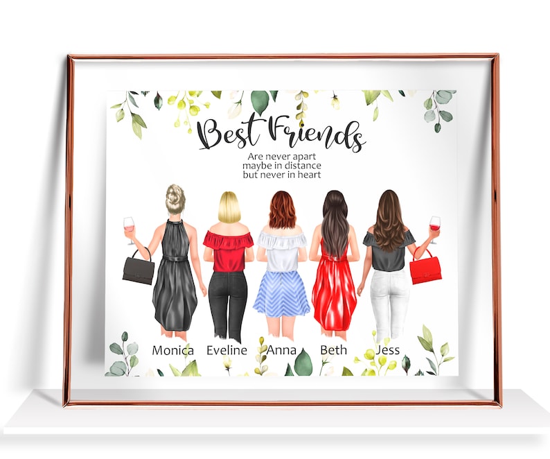 5 Best Friends Gift Five Best Friends Print 5 Friends Poster | Etsy