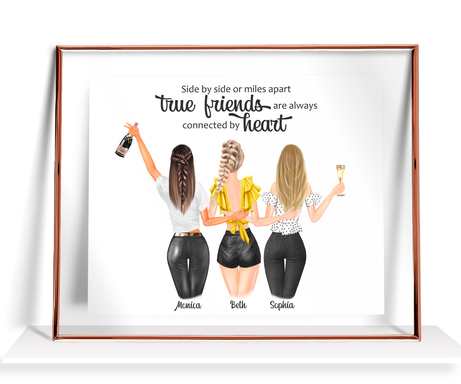 Personalised Best Friend Gifts 3 Best Friends Print Best Friend Gift ...