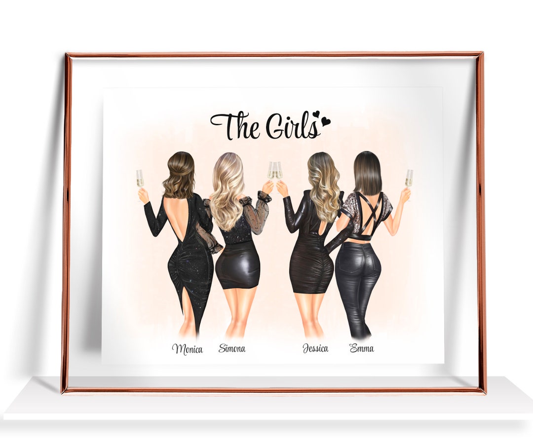 Best Friend Gift 4 Best Friends Print Gift for Her Personalized Besties ...