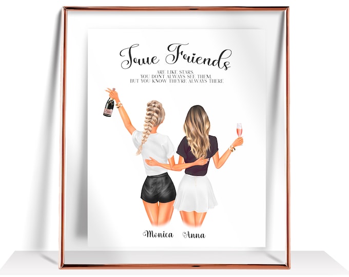 Personalised Best Friend Gift 6 Best Friends Print Gift for Her ...