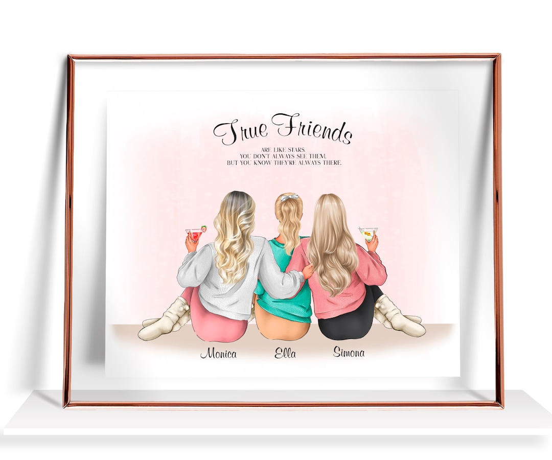 3 Best Friend Gift Personalized Friendship Gift for 3 Best Friend Print ...