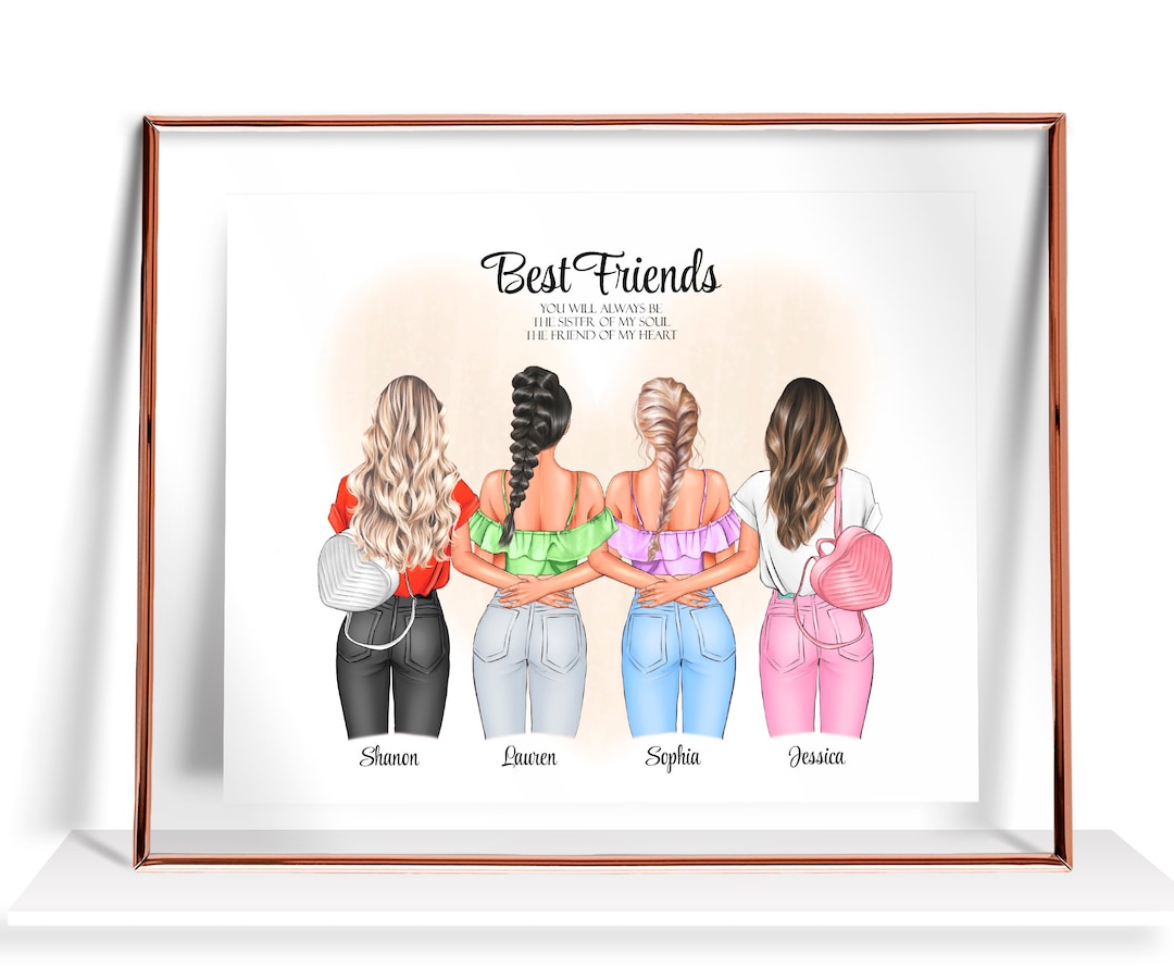 Best Friend Gift 4 Best Friends Print Gift for Her Personalized Gift ...