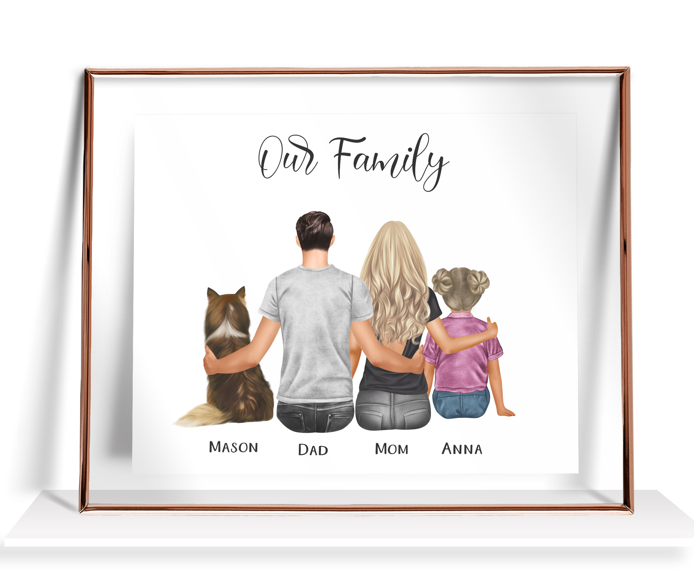 Family Portrait custom Family Gift Mothers Day Gift Family and | Etsy