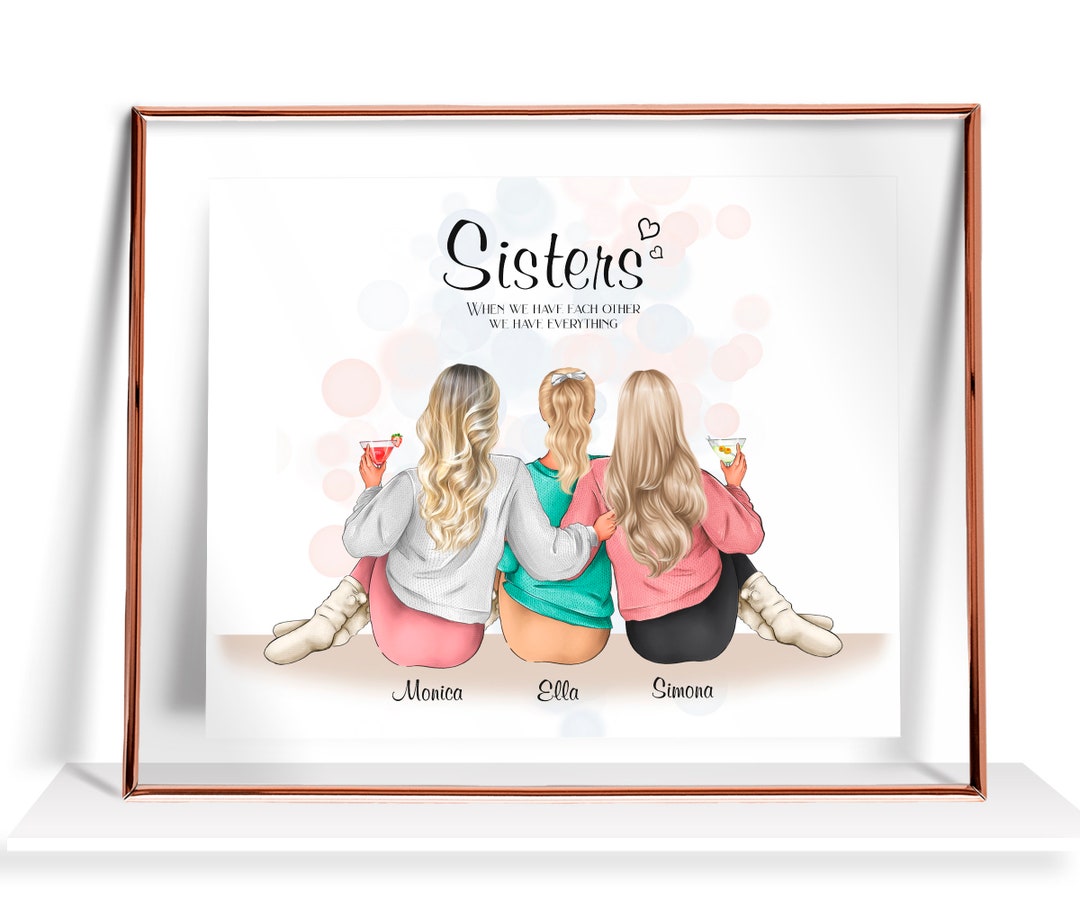 3 Sisters Print Personalized Gift for Three Sisters Gift From Sister ...