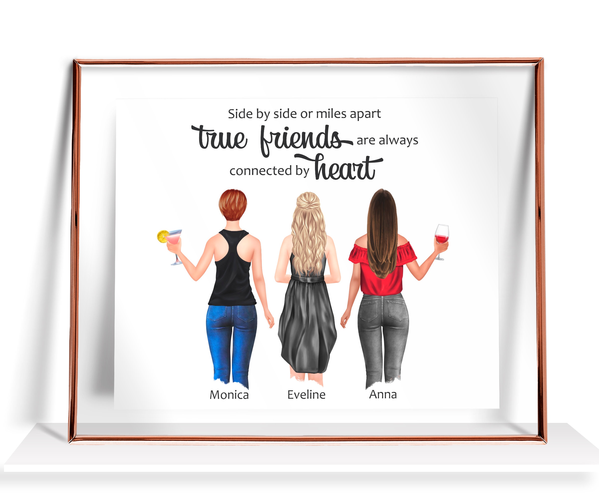 Personalised Best Friend Gifts 3 Best Friends Print Best | Etsy
