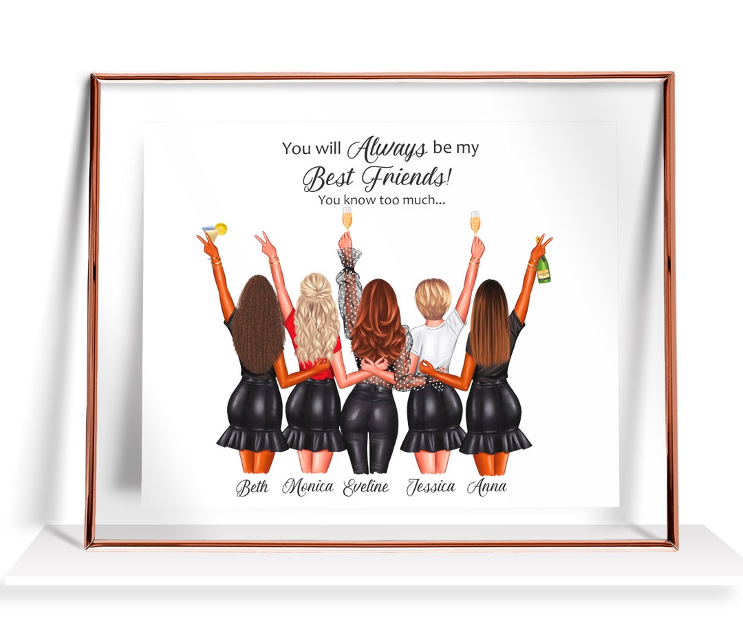 Friendship Print Five Best Friend Gifts Personalized Best Friend Gift ...