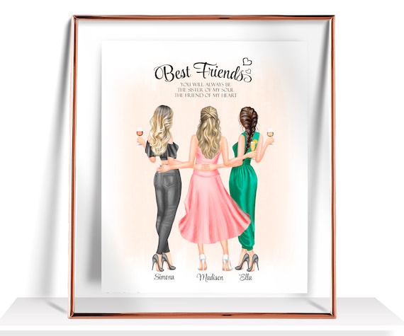 3 Best Friend Gift Three Best Friends Print Three Besties - Etsy
