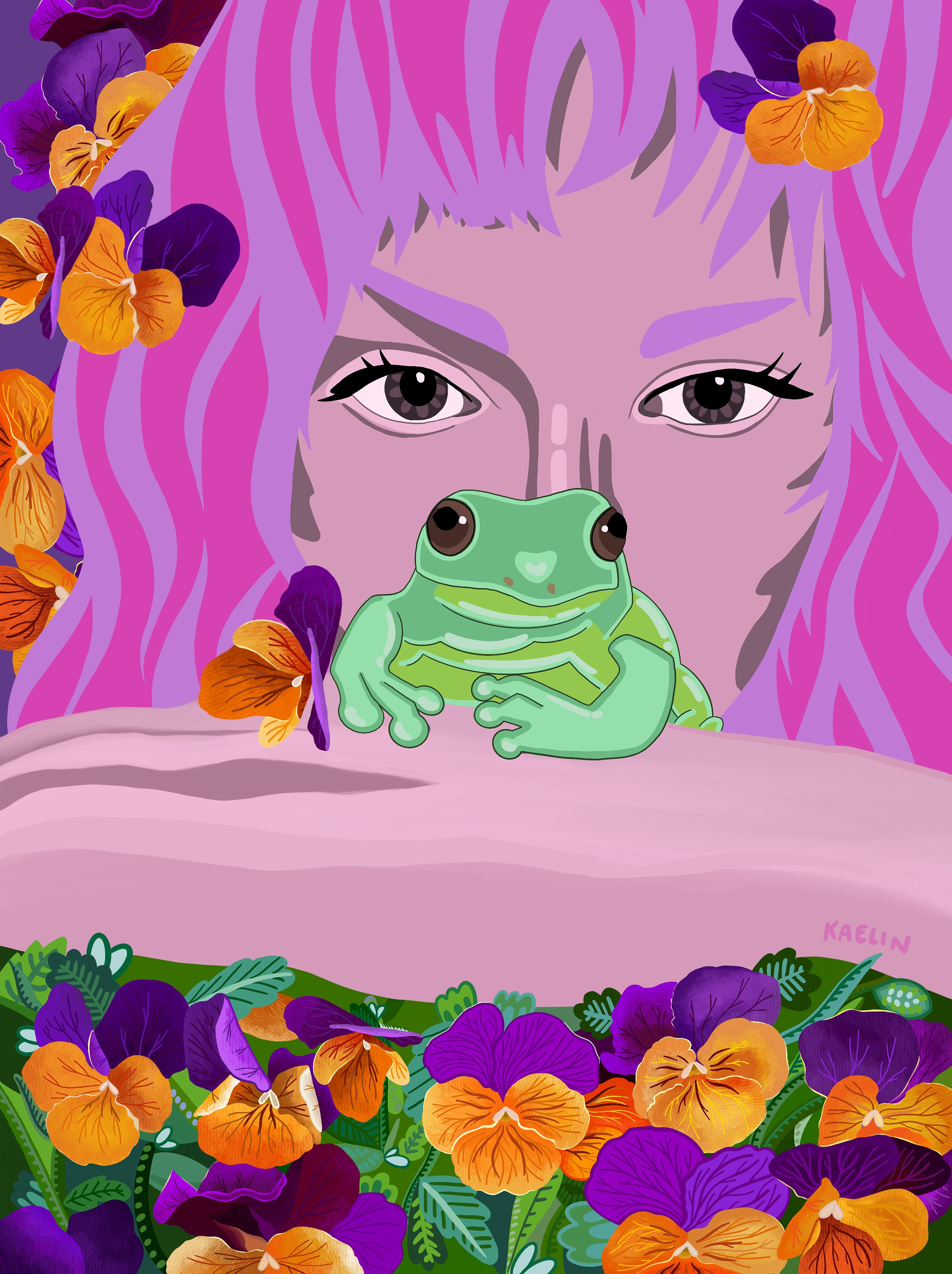 Frog Girl 5X7 Borderless Art Print | Etsy