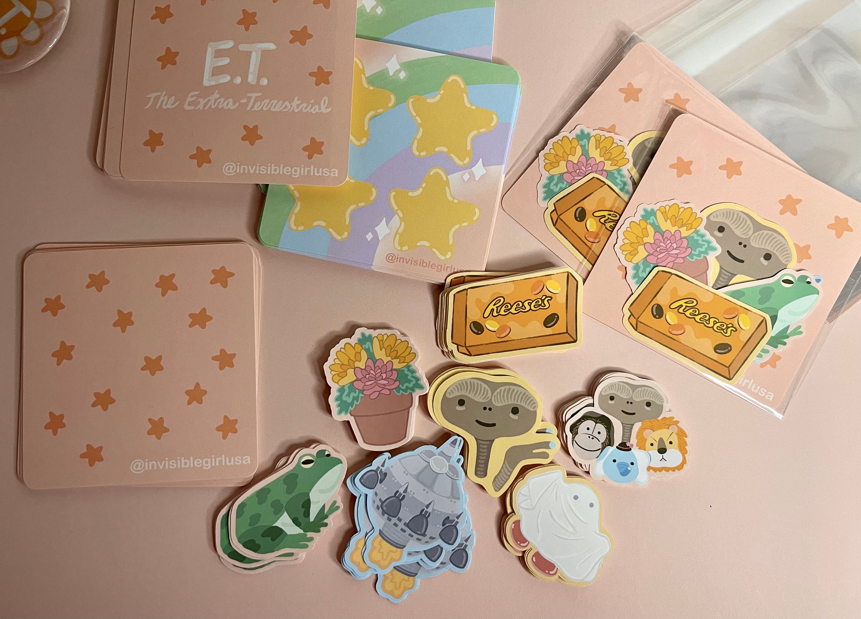 E.T. Matte Vinyl Sticker Pack E.T. FAN ART Collection | Etsy