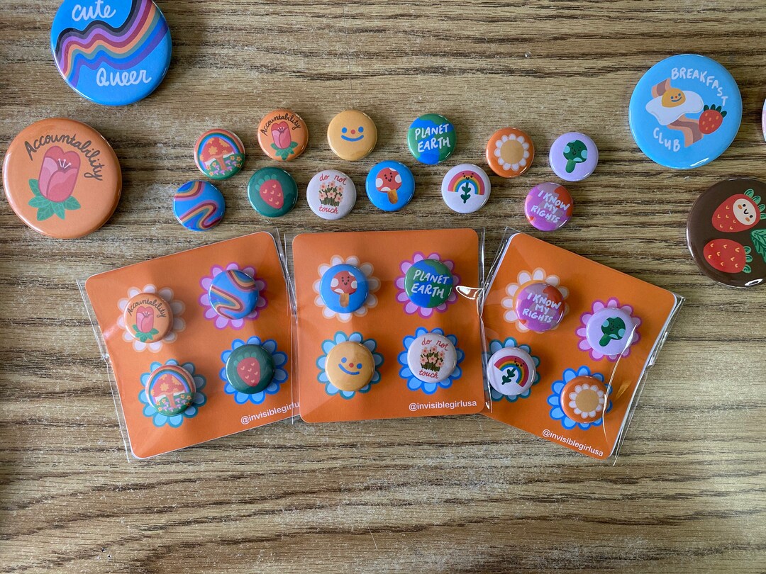 Mini 1 Pinback Button 4 Pack Set - Etsy