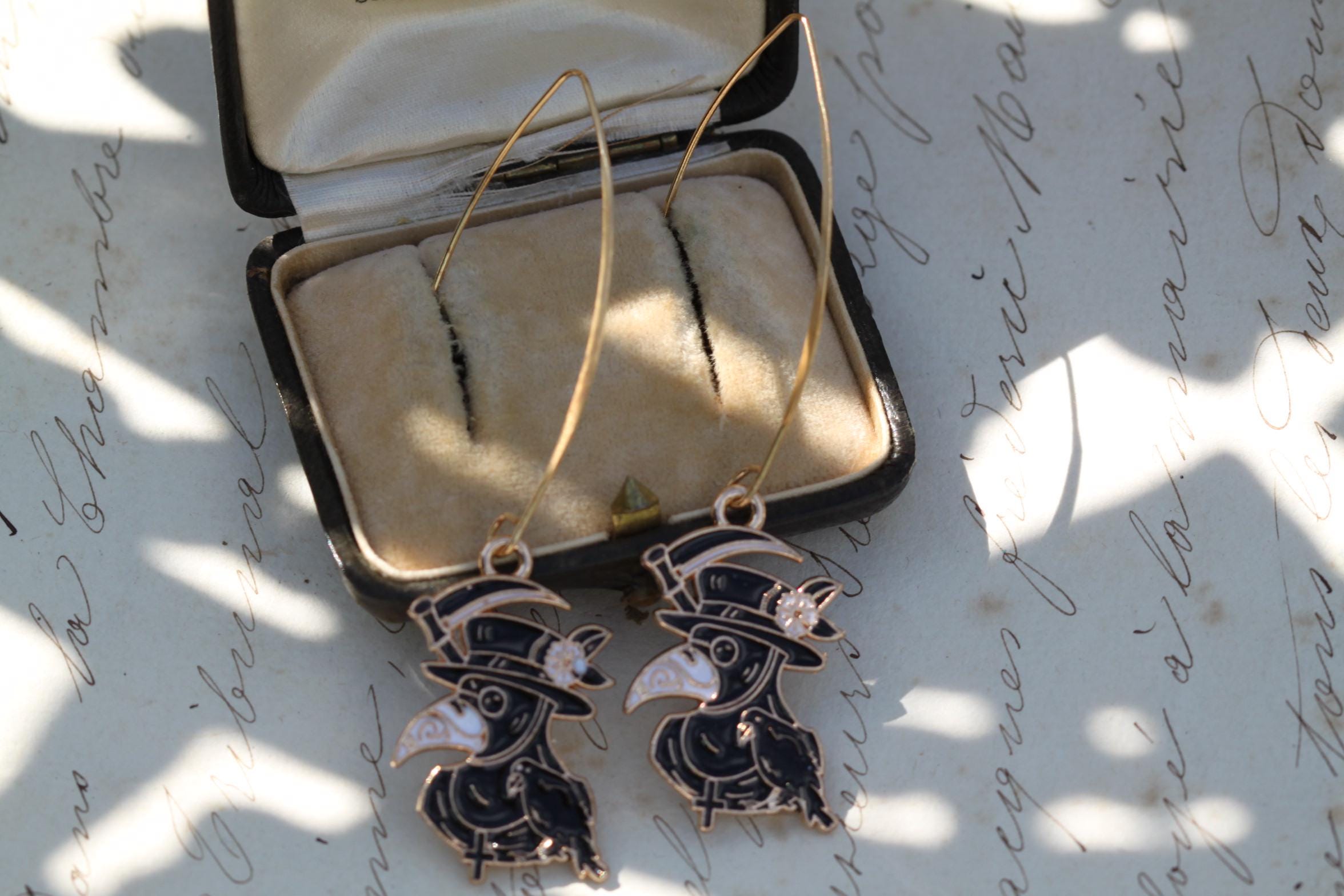 Gothic Grunge Earrings, Black Crow Earrings, Grim Reaper Macabre ...