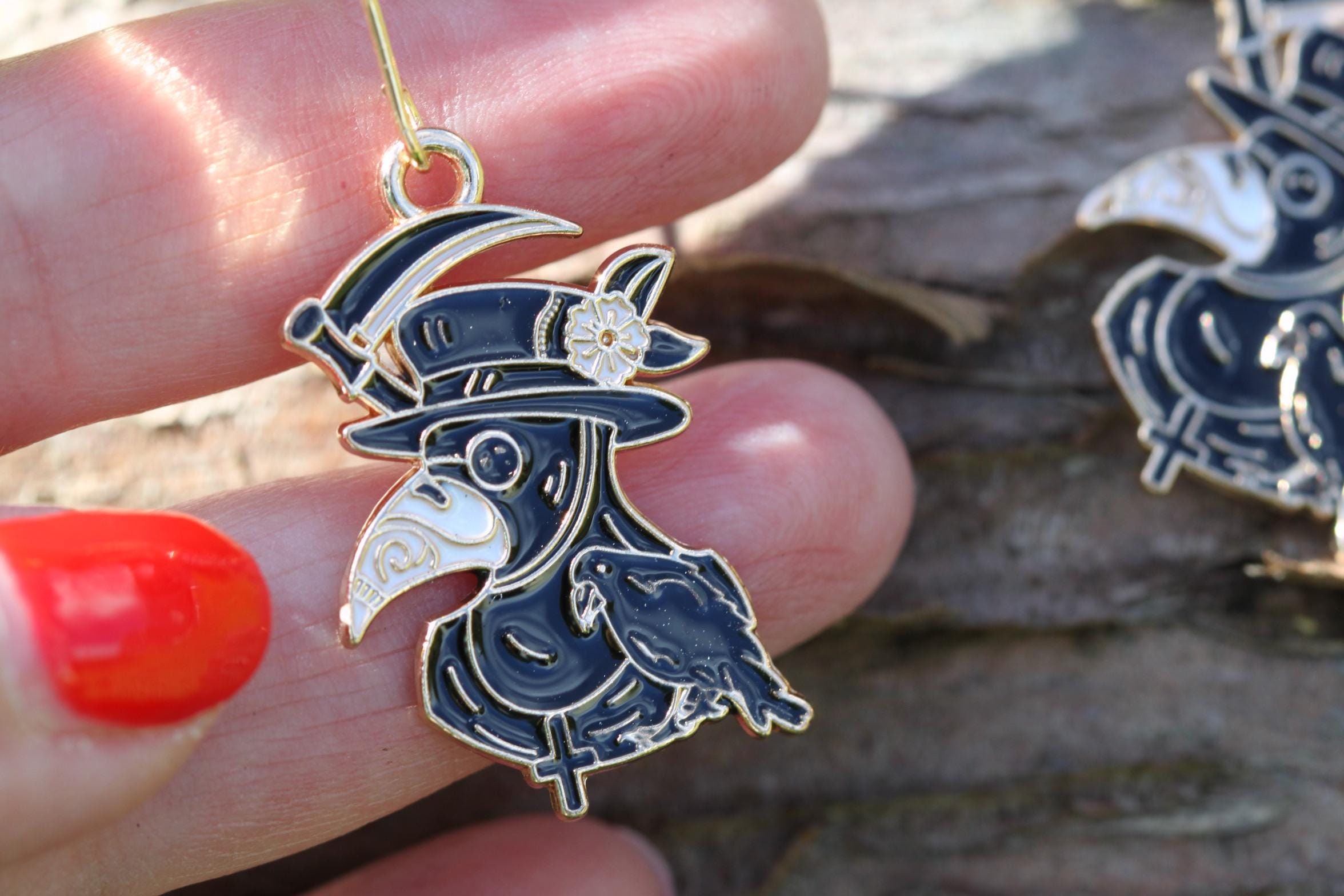 Gothic Grunge Earrings, Black Crow Earrings, Grim Reaper Macabre ...