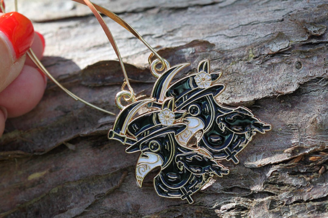 Gothic Grunge Earrings, Black Crow Earrings, Grim Reaper Macabre ...